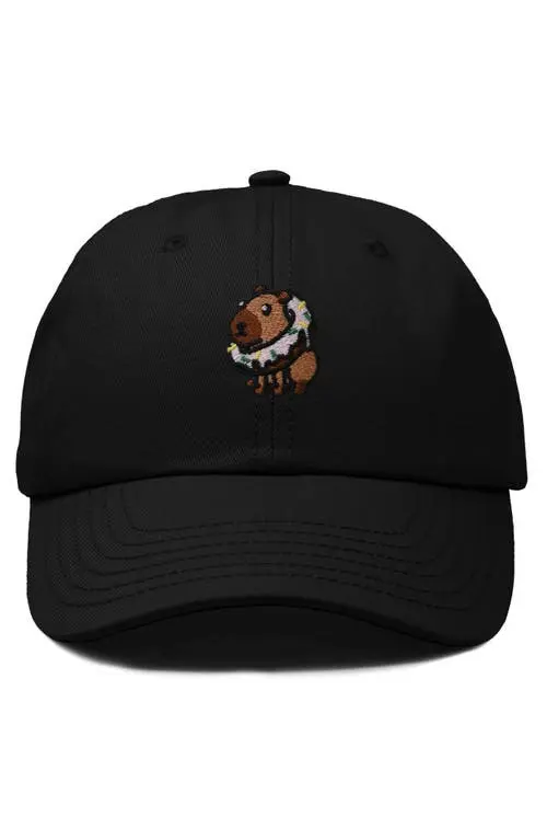 DALIX Capybara Donut Embroidered Cap - Black