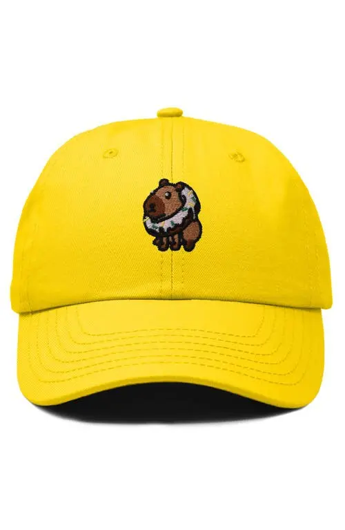 DALIX Capybara Donut Embroidered Cap - Gold