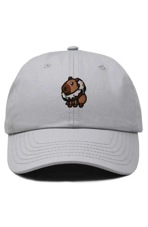 DALIX Capybara Donut Embroidered Cap - Gray