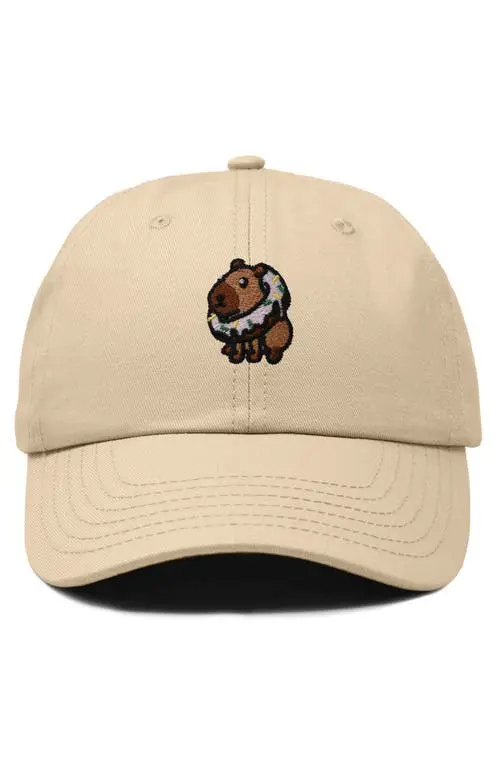 DALIX Capybara Donut Embroidered Cap - Khaki