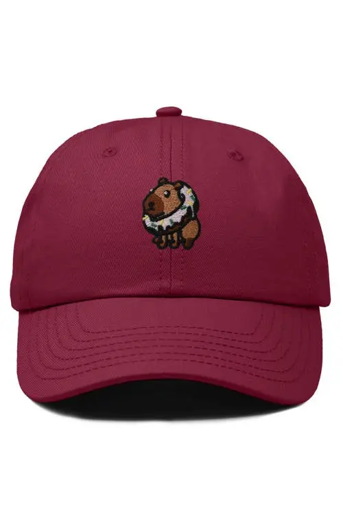 DALIX Capybara Donut Embroidered Cap - Maroon