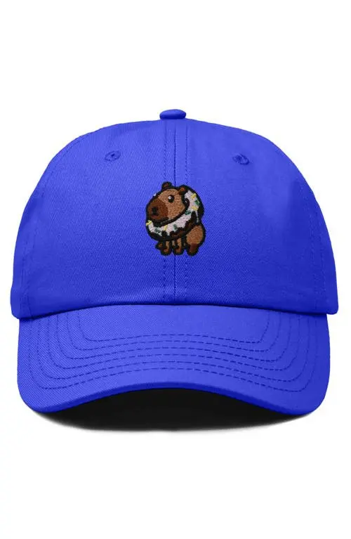 DALIX Capybara Donut Embroidered Cap - Royal Blue