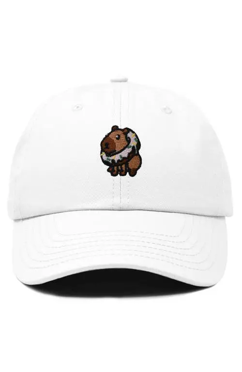 DALIX Capybara Donut Embroidered Cap - White