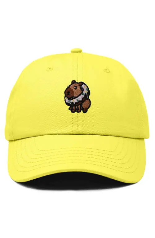 DALIX Capybara Donut Embroidered Cap - Yellow