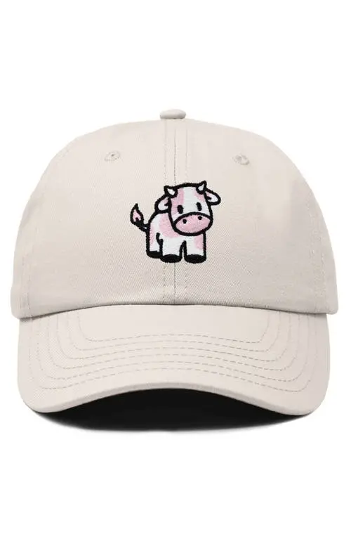 DALIX Strawberry Cow Embroidered Cap - Beige