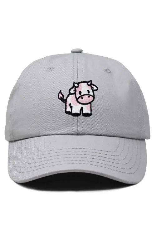 DALIX Strawberry Cow Embroidered Cap - Gray
