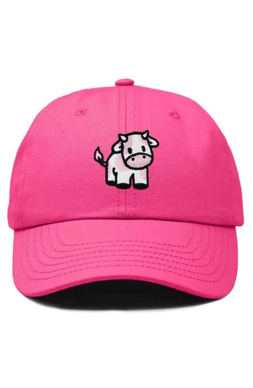 DALIX Strawberry Cow Embroidered Cap - Hot Pink