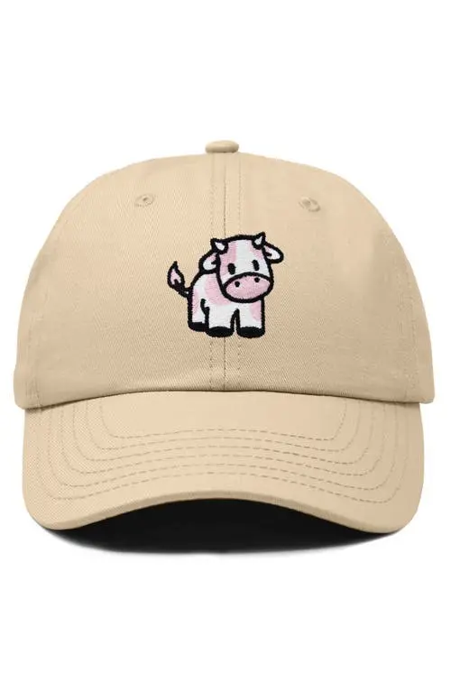 DALIX Strawberry Cow Embroidered Cap - Khaki