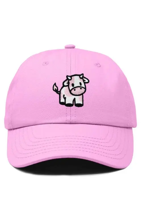 DALIX Strawberry Cow Embroidered Cap - Light Pink