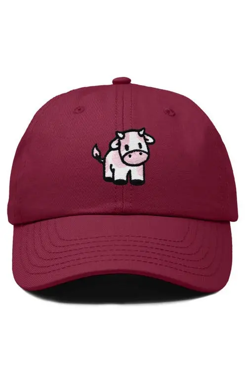 DALIX Strawberry Cow Embroidered Cap - Maroon