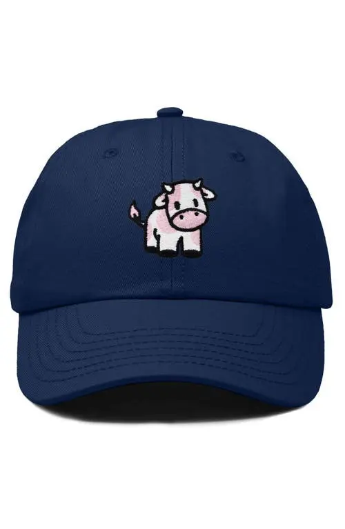 DALIX Strawberry Cow Embroidered Cap - Navy Blue