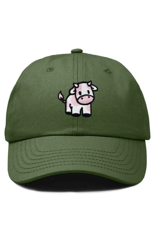 DALIX Strawberry Cow Embroidered Cap - Olive
