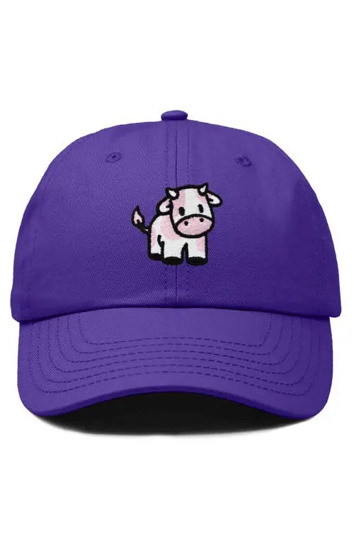 DALIX Strawberry Cow Embroidered Cap - Purple