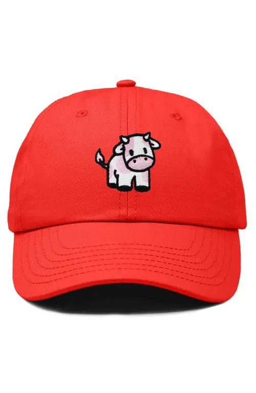 DALIX Strawberry Cow Embroidered Cap - Red