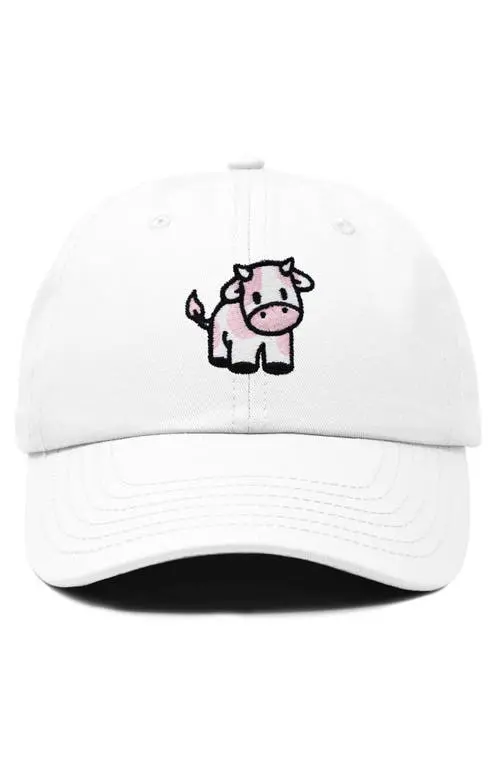 DALIX Strawberry Cow Embroidered Cap - White