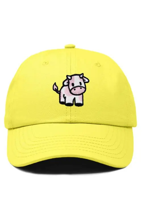 DALIX Strawberry Cow Embroidered Cap - Yellow