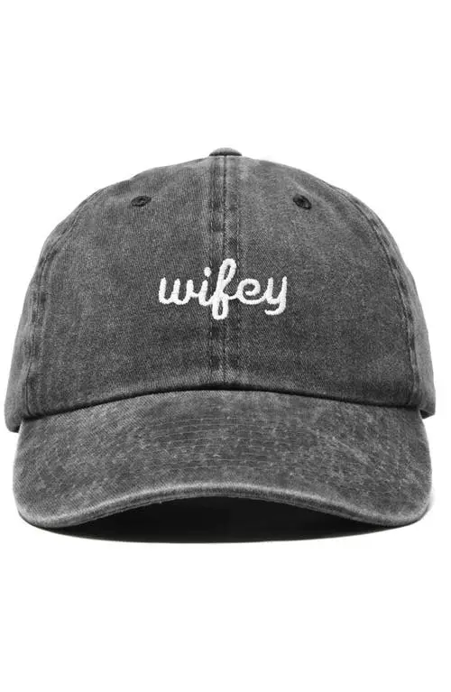 DALIX Wifey Embroidered Cap - Washed Black