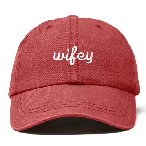 DALIX Wifey Embroidered Cap - Washed Orange