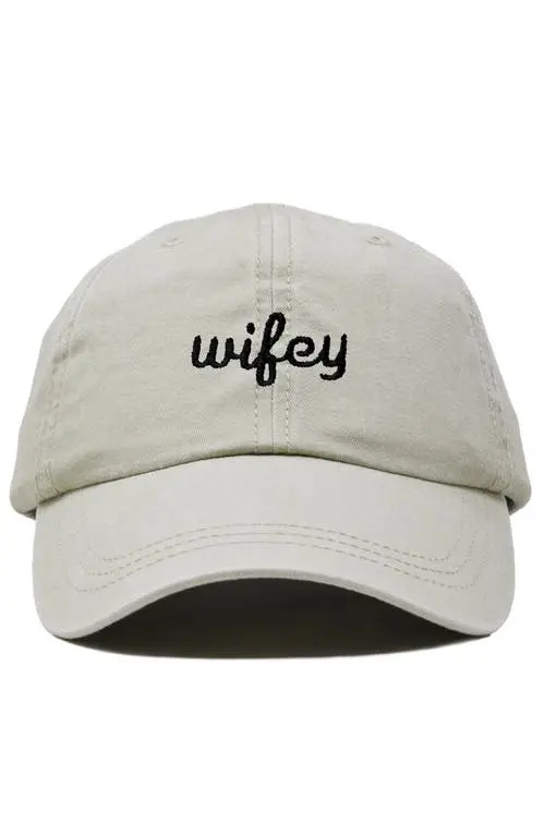 DALIX Wifey Embroidered Cap - Washed Stone White