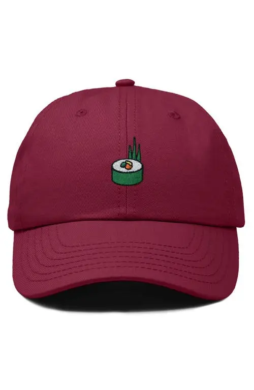 DALIX Sushi Roll Embroidered Cap - Maroon
