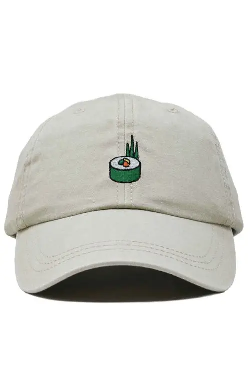 DALIX Sushi Roll Embroidered Cap - Washed Stone White