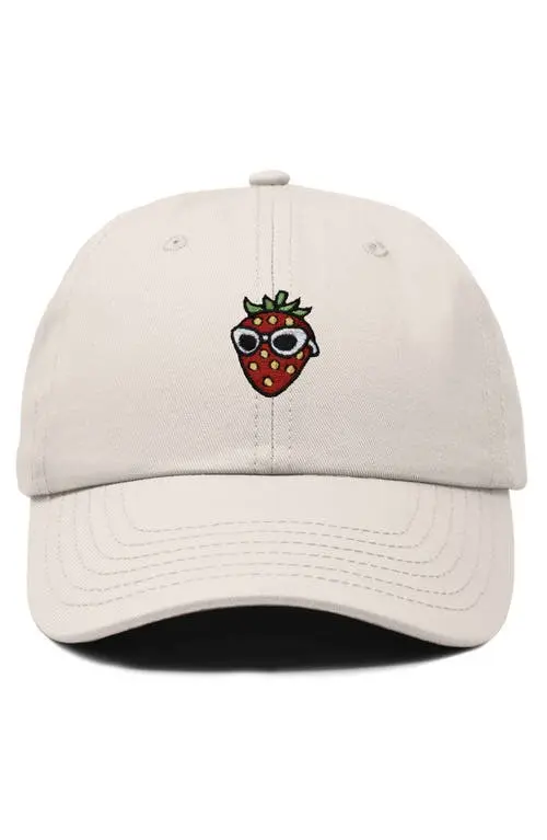 DALIX Strawberry Embroidered Cap - Beige