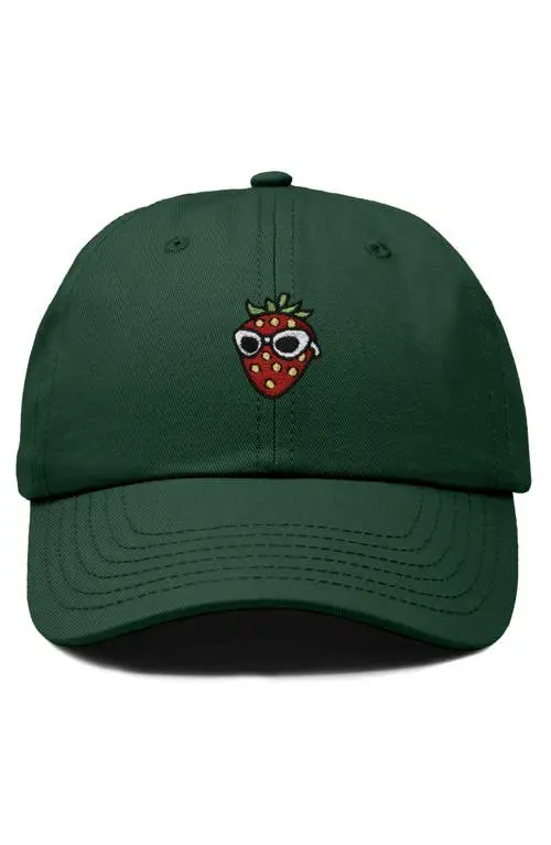 DALIX Strawberry Embroidered Cap - Dark Green