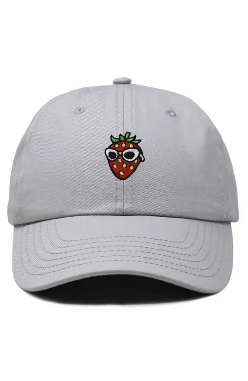 DALIX Strawberry Embroidered Cap - Gray