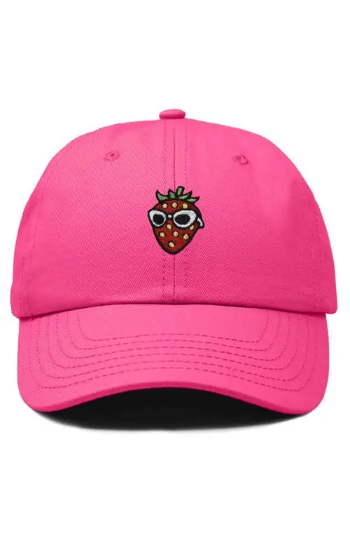 DALIX Strawberry Embroidered Cap - Hot Pink