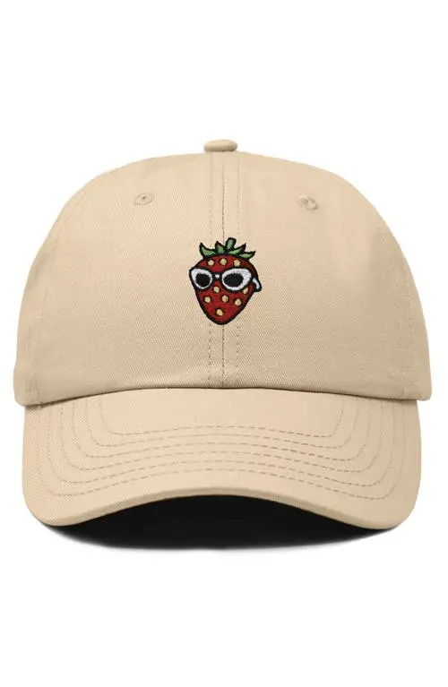 DALIX Strawberry Embroidered Cap - Khaki