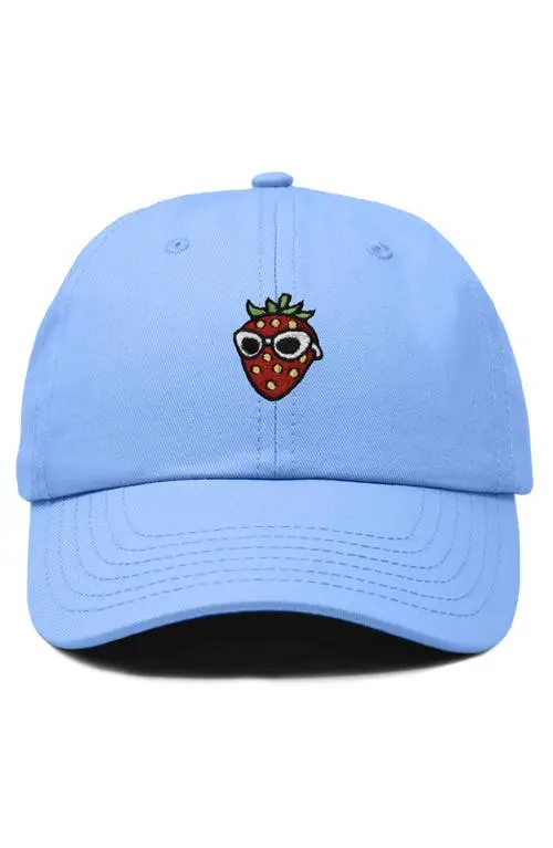 DALIX Strawberry Embroidered Cap - Light Blue