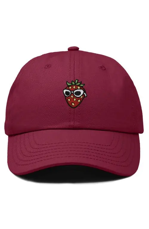 DALIX Strawberry Embroidered Cap - Maroon