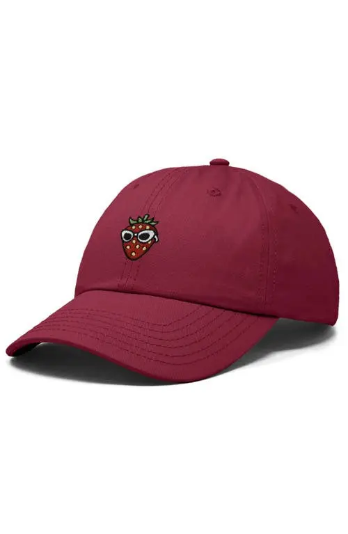 DALIX Strawberry Embroidered Cap - Maroon