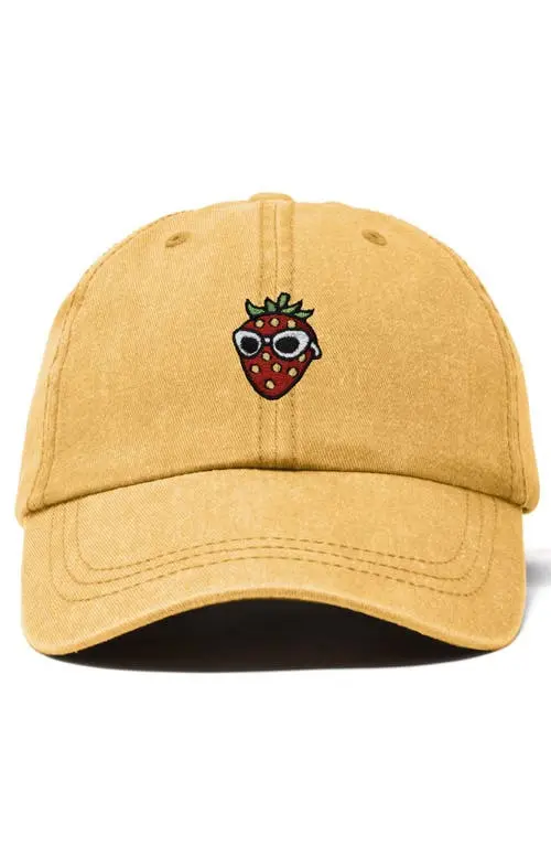 DALIX Strawberry Embroidered Cap - Washed Gold