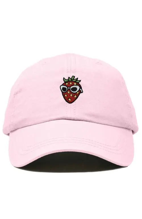 DALIX Strawberry Embroidered Cap - Washed Pink