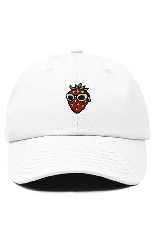 DALIX Strawberry Embroidered Cap - White