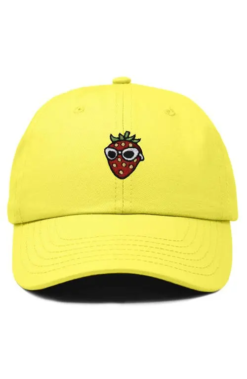 DALIX Strawberry Embroidered Cap - Yellow