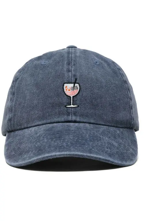 DALIX Spritz Embroidered Baseball Cap - Washed Navy Blue