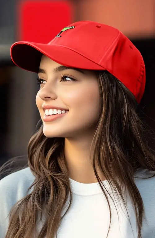 DALIX Margarita Embroidered Cap - Red