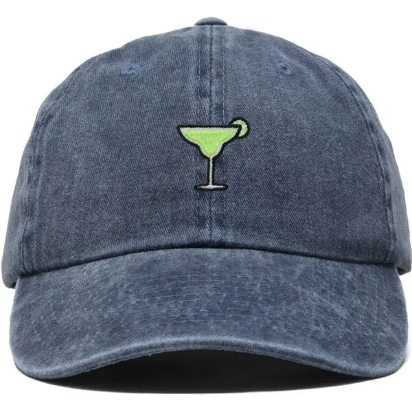 DALIX Margarita Embroidered Cap - Washed Navy Blue