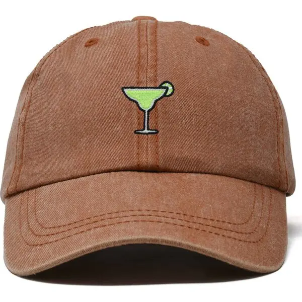 DALIX Margarita Embroidered Cap - Washed Orange