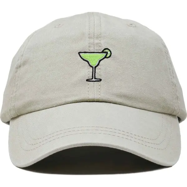 DALIX Margarita Embroidered Cap - Washed Stone White