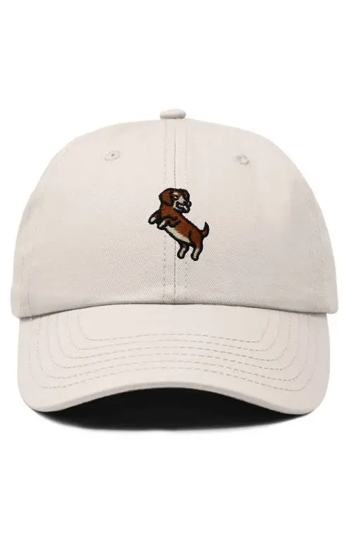DALIX Dachshund Embroidered Cap - Beige