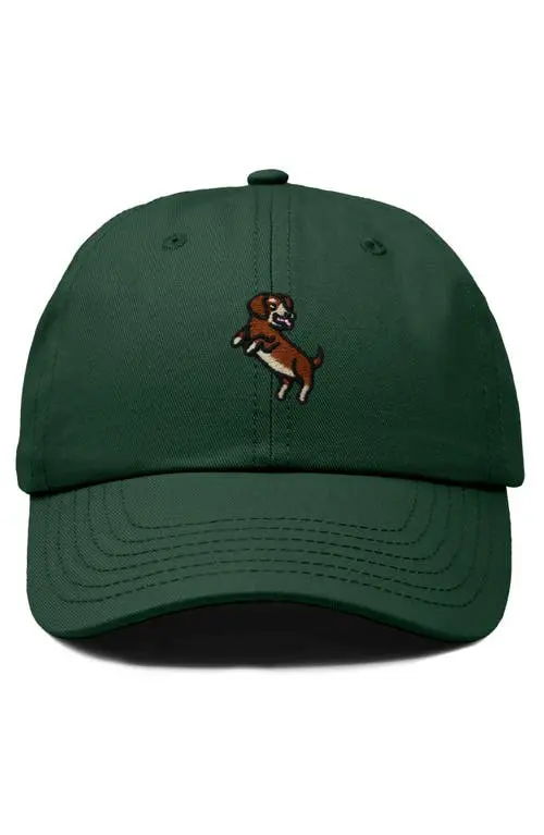 DALIX Dachshund Embroidered Cap - Dark Green