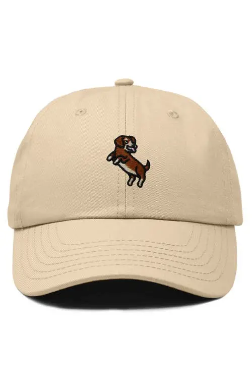 DALIX Dachshund Embroidered Cap - Khaki