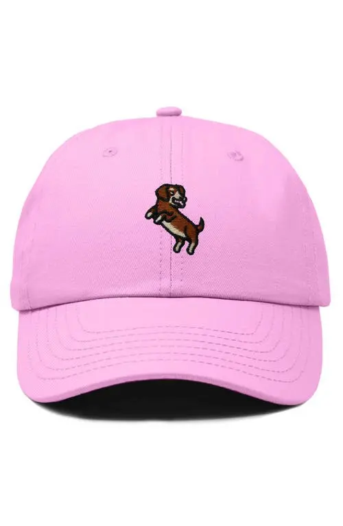 DALIX Dachshund Embroidered Cap - Light Pink