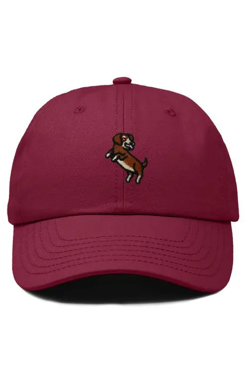 DALIX Dachshund Embroidered Cap - Maroon