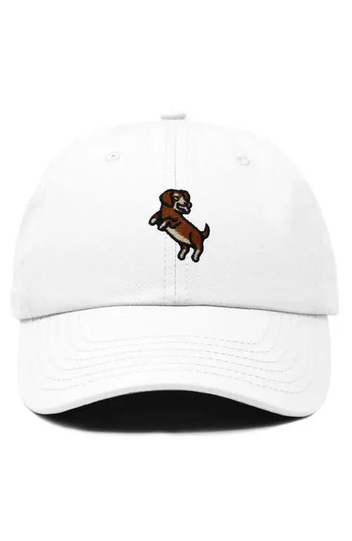 DALIX Dachshund Embroidered Cap - White