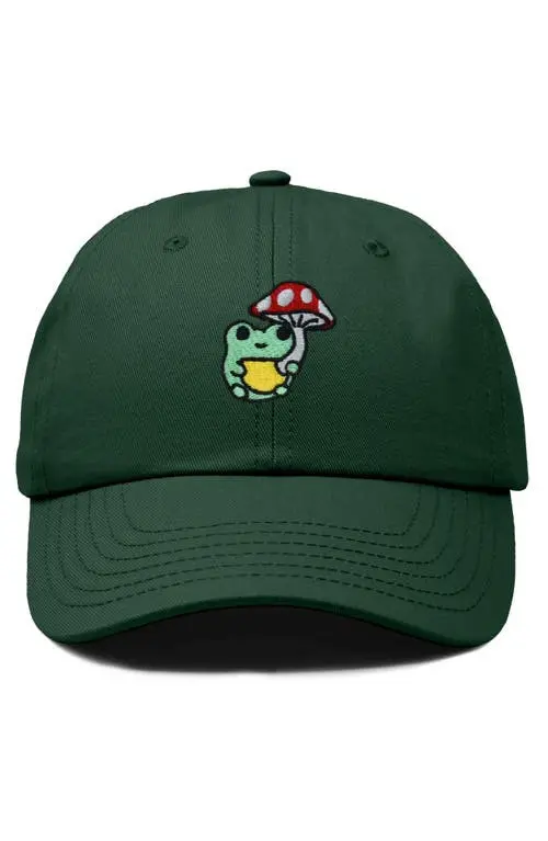 DALIX Mushroom Frog Embroidered Baseball Cap - Dark Green