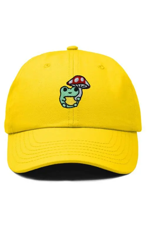DALIX Mushroom Frog Embroidered Baseball Cap - Gold